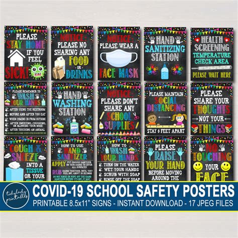 School Health Safety Poster Set Tidylady Printables
