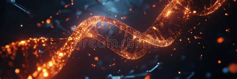 Glowing DNA Double Helix Surrounded By Molecular Connections In A