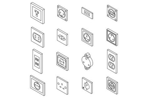 Power Socket Icons Set Vector Outine Graphic By Ylivdesign · Creative Fabrica