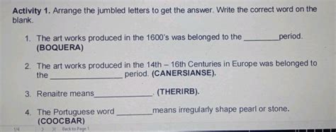 Activity 1 Arrange The Jumbled Letters To Get StudyX