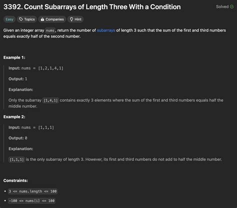 Leetcode 3392 Count Subarrays Of Length Three With A Condition