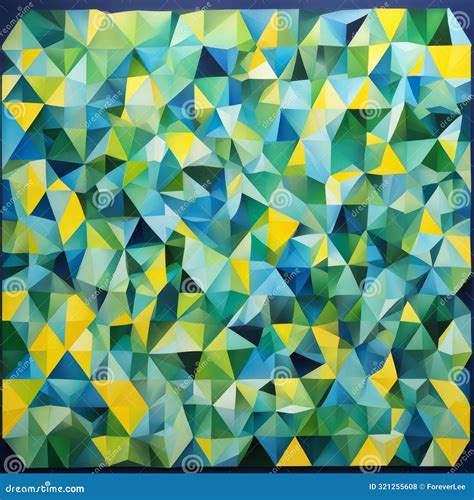 Geometric Rhapsody Blue Green Yellow Abstract Art Stock Illustration Illustration Of