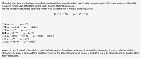 Solved 1 Point Just As There Are Simultaneous Algebraic