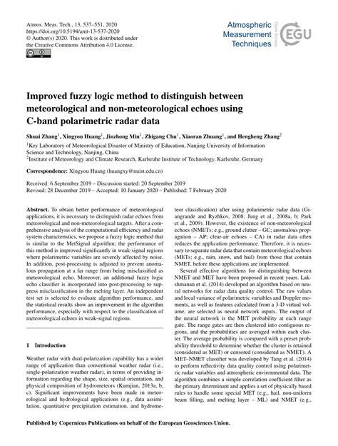 pdf improved fuzzy logic method to distinguish between meteorological
