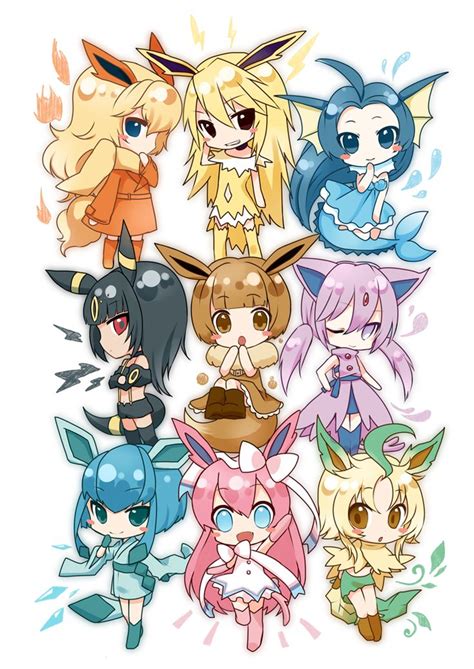 Pokemon Eeveelutions Chibi Gijinka Larger Picture Pokemon Pinterest Pictures So Cute
