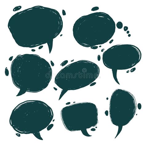 Set Of Hand Drawn Speech Bubbles Communication Speech Balloons Stock
