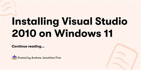 Installing Visual Studio 2010 On Windows 11 Andrew Jonathan Fine