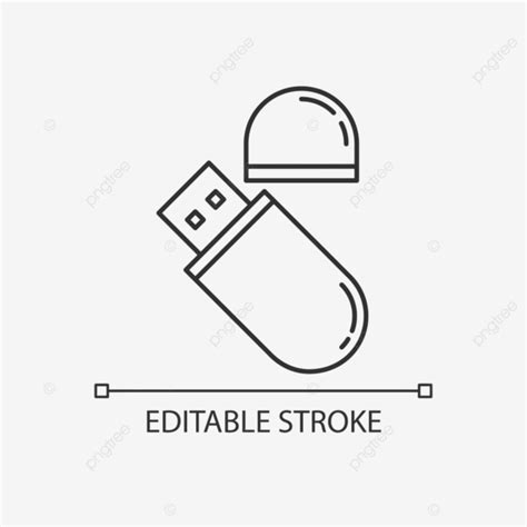 Usb Flash Drive Pixel Perfect Linear Icon Drawing Flash Usb Png And