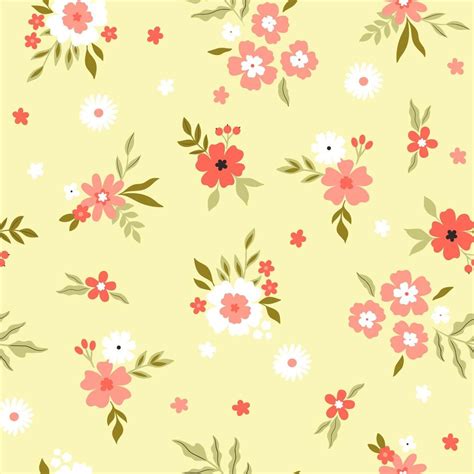 Spring Seamless Pattern With Flowers Leaves And Berries Vector Graphics 21039726 Vector Art