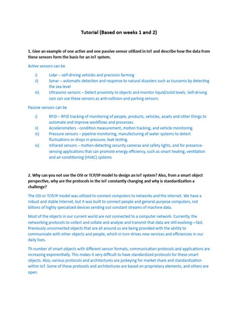 Tutorial Weeks 1 And 2 Answers Pdf