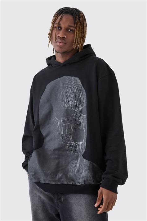 Tall Oversized Heavyweight Loopback Graphic Hoodie Boohoo Uk