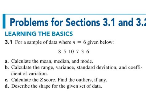 solved 3 1 for a sample of data where n 6 given below 8 5