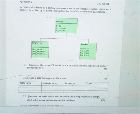 solved question 3 [30 marks a relational schema is a