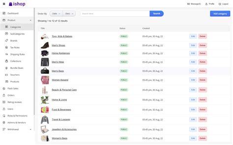 ishop ecommerce pwa multivendor ecommerce cms laravel and vue by webzed