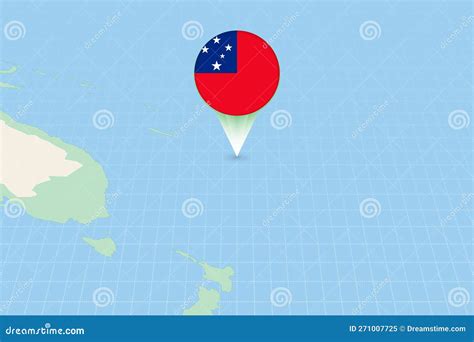 Map Illustration Of Samoa With The Flag Cartographic Illustration Of