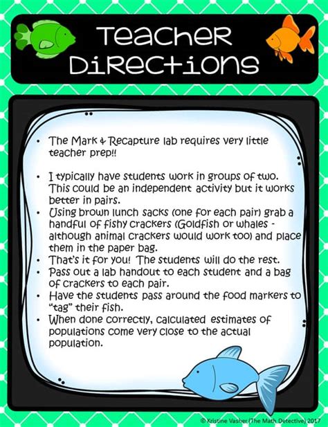 Population Sampling Mark And Recapture Lab By The Math Detective