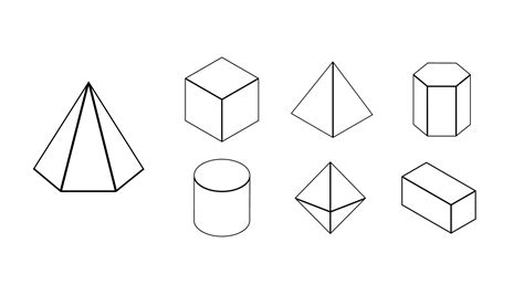 Set Of 3d Geometric Shapes Isometric Outline Views The Science Of
