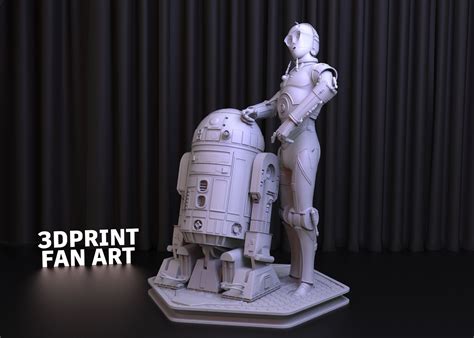 R2d2 And Cp30 Star Wars Stl File 3d Movie Printed Stl Etsy