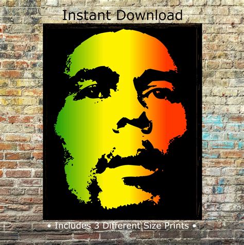 Bob Marley Pop Art Poster Art Prints Instant Download Etsy Digital