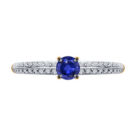 Inel Din Aur Roz 14K Cu Diamante Si Safir Articol 2011192 Sokolov