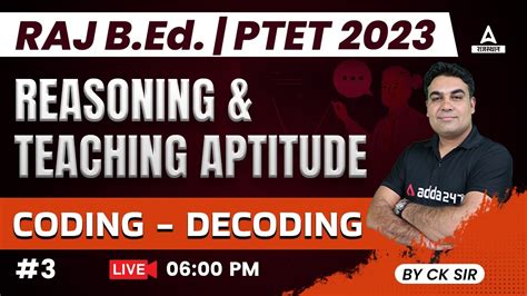 Coding Decoding For Ptet Online Classes 2023 Bstc Reasoning And Teaching Aptitude By Ck Sir 3