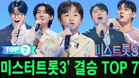미스터트롯3 결승 진출 Top 7 명단 공개 손빈아 김용빈 최재명 환호하는 반면 유지우 박지후 눈물 흘리며 떠났다