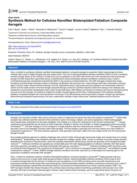 Pdf Synthesis Method For Cellulose Nanofiber Biotemplated Palladium
