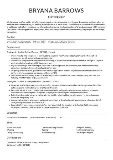 Scaffold Builder Resume Cv Example And Writing Guide