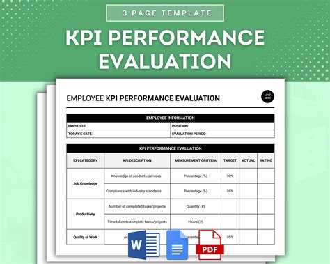 Employee Kpi Performance Evaluation Form Template Performance Metrics