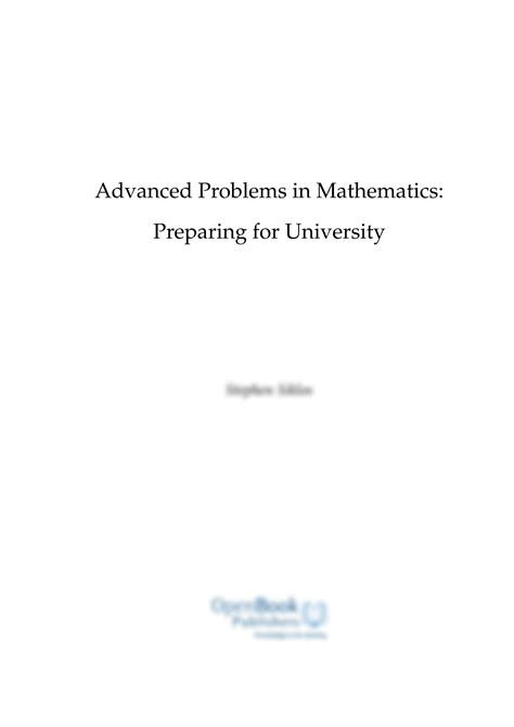 SOLUTION: Advanced problems in mathematics - Studypool