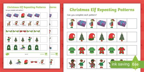 Christmas Elf Repeating Pattern Activity Twinkl Twinkl