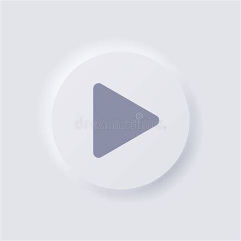 Play Button Icon White Neumorphism Soft Ui Design Stock Vector