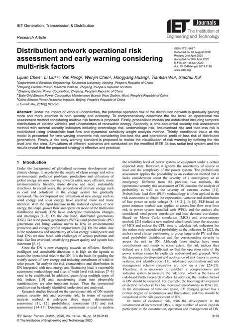 Distribution Network Operational Risk Assessment And Early Warning