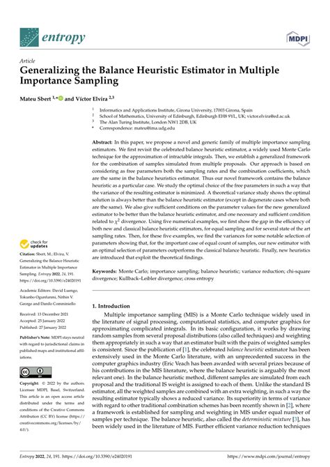 pdf generalizing the balance heuristic estimator in multiple