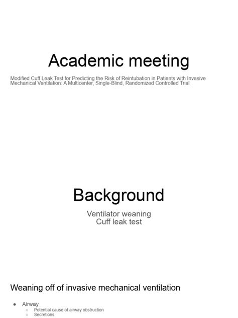 Cuff Leak Test Academic Meeting Pdf Respiration Respiratory System
