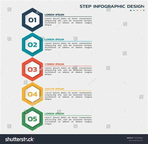 Five Steps Infographic Process Flowchart Color Stock Vector Royalty