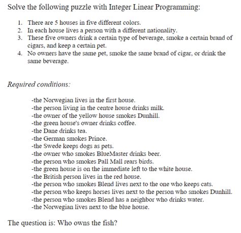 Solved Solve The Following Puzzle With Integer Linear Chegg Com