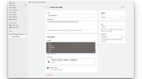 Available Field Types Countertop Dev