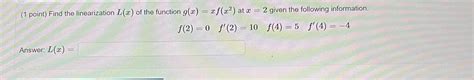 Solved Point Find The Linearization L X Of The Function Chegg