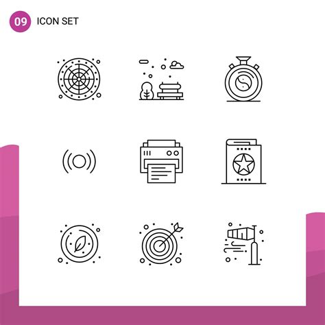 Pack Of 9 Creative Outlines Of Print Ux Concentration Ui Essential Editable Vector Design