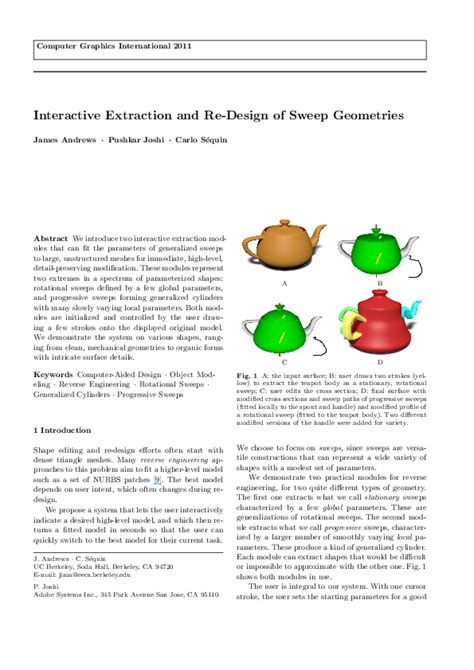Pdf Interactive Extraction And Re Design Of Sweep Geometries