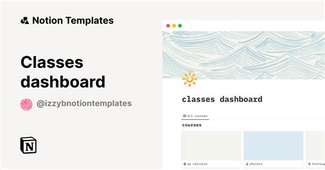 Classes Dashboard Template Notion Marketplace