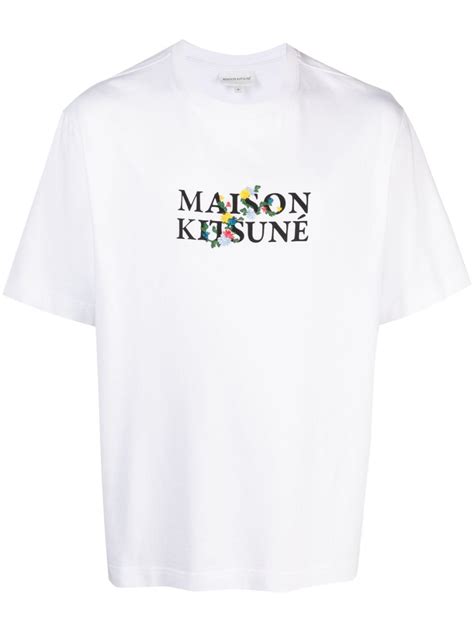 Maison Kitsuné logo print Cotton T shirt Farfetch
