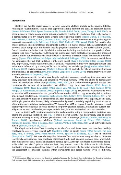 Working Memory Constraints On Imitation And Emulation Pdf