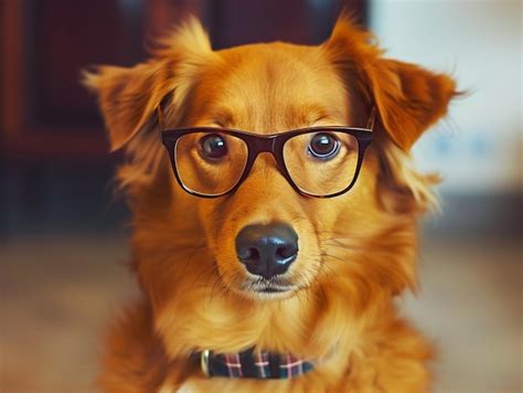 Golden Retriever In Glasses Premium Ai Generated Image