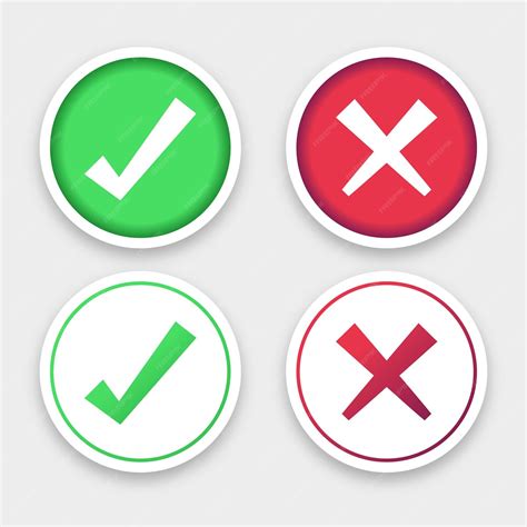 Conjunto De Marcas De Verificación Y Cruces En Círculos Con Sombras