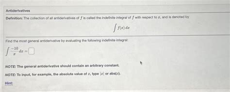 Definition The Collection Of All Antiderivatives Of