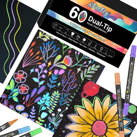 Xpaofey Marcas De Pintura Acrílica Para Pintura De Rocas 60 Bolígrafos