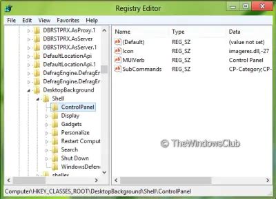 Add Control Panel To Context Menu Create Cascading Options