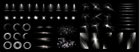 빛 효과 고립된 색 투명한 빛 효과 반이는 폭발 반이는 먼지 선 프리미엄 벡터
